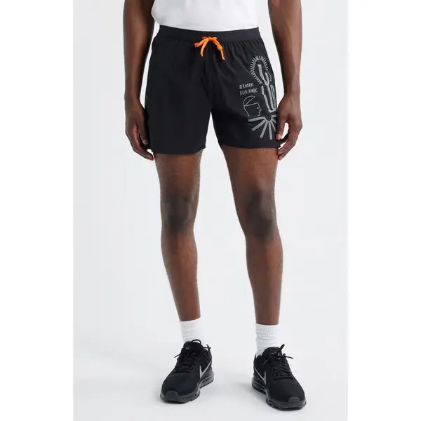 ROARK Alta 5 Printed Drawstring Shorts - Black