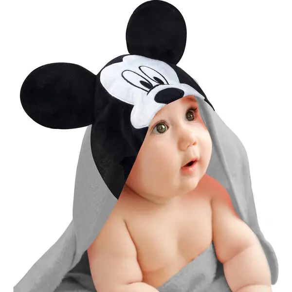 LAMBS & IVY Disney Baby Mickey Mouse Hooded Bath Towel - Gray