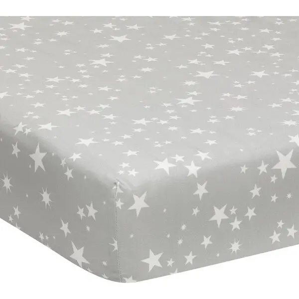 LAMBS & IVY Milky Way Stars 100% Cotton Baby Fitted Crib Sheet - Gray