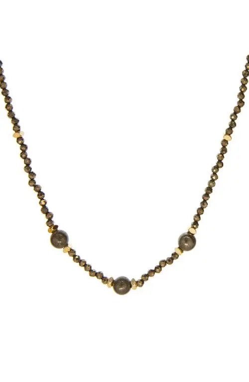 MARLYN SCHIFF Natural Stone Beaded Necklace - Gold Pyrite
