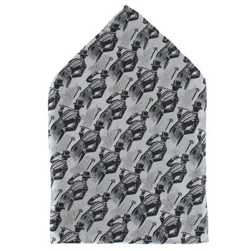 Trafalgar Ambrose Dapper Night 12x12 Silk Pocket Square - Silver And Black