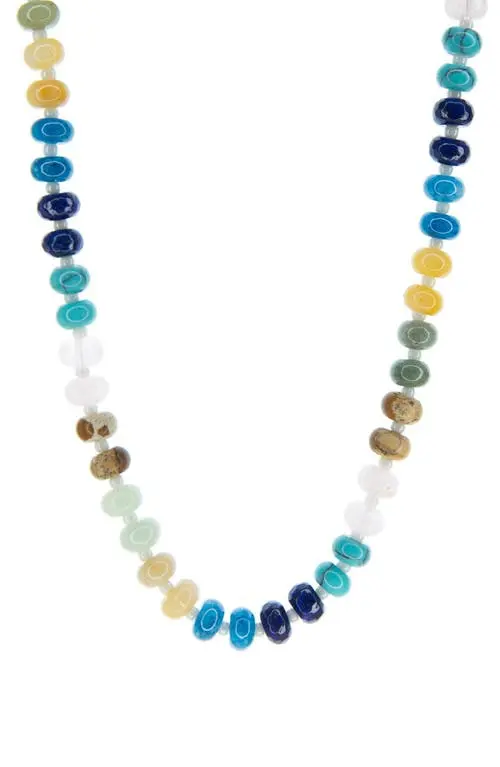 MARLYN SCHIFF Rondelle Picture Jasper Beaded Necklace - Blue Multi
