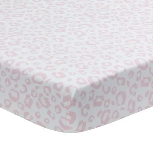 LAMBS & IVY Signature Leopard Organic Cotton Fitted Crib Sheet - Pink