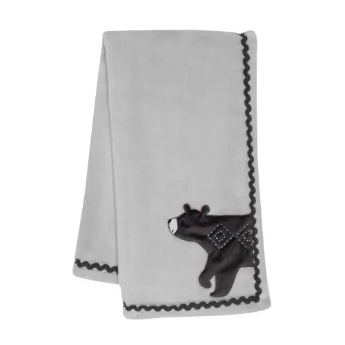 LAMBS & IVY Woodland Forest Fleece Bear Nursery Baby Blanket - Gray
