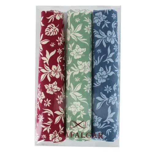 Trafalgar Oleander Floral And Vine Patterned Handkerchiefs - Red, Sage, Blue