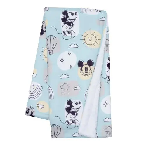 LAMBS & IVY Disney Baby Classic Mickey Mouse Soft Fleece Baby Blanket - Blue
