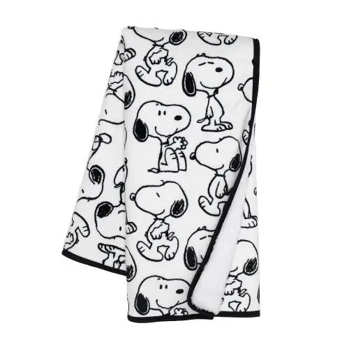 LAMBS & IVY Classic Snoopy Minky And Faux Shearling Baby Blanket - White