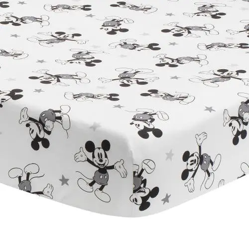 LAMBS & IVY Disney Baby Magical Mickey Mouse Fitted Crib Sheet - White