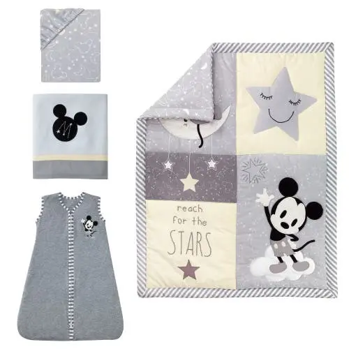 LAMBS & IVY Disney Baby Mickey Mouse 4-piece Crib Bedding Set - Gray