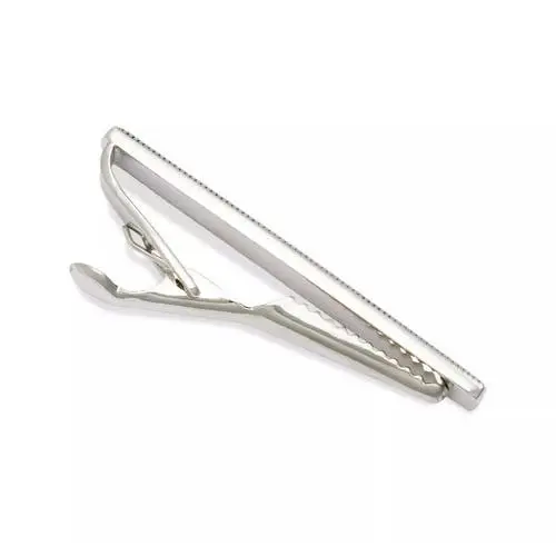 LINK UP Dotted Frame Mother Of Pearl Tie Bar - Silver