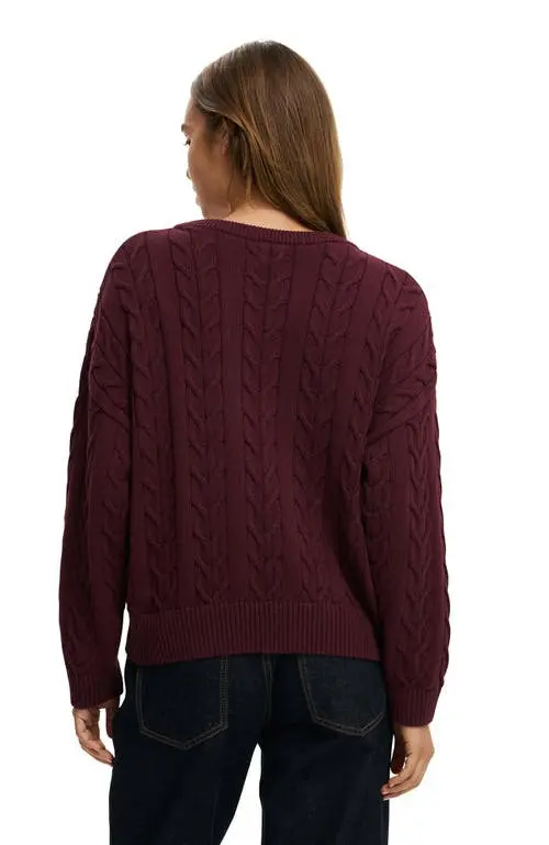COTTON ON Crew Neck Pullover - Deep Pomegranate