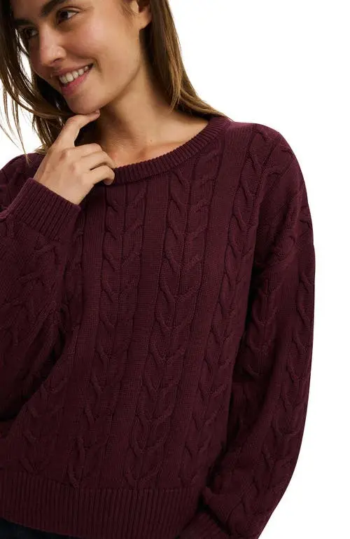 COTTON ON Crew Neck Pullover - Deep Pomegranate