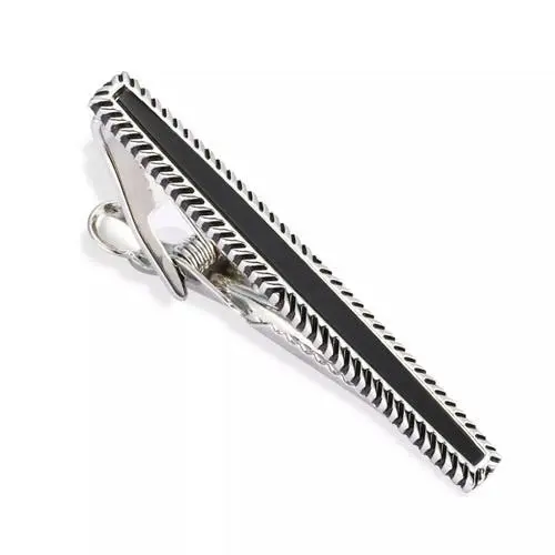LINK UP Deco Framed Short Tie Bar - Silver