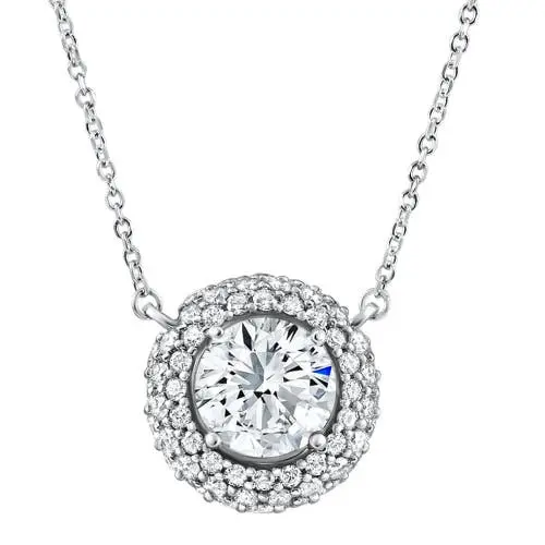 BLISS DIAMOND 3.5ct Euro Lab Grown Diamond Pendant Necklace - White Gold
