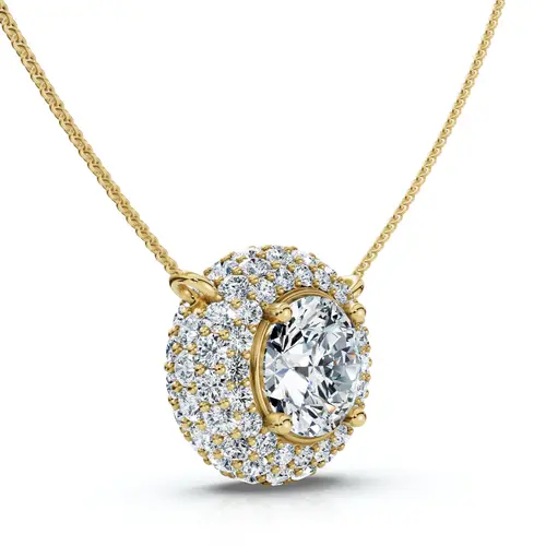 BLISS DIAMOND 3.5ct Euro Lab Grown Diamond Pendant Necklace - Yellow Gold
