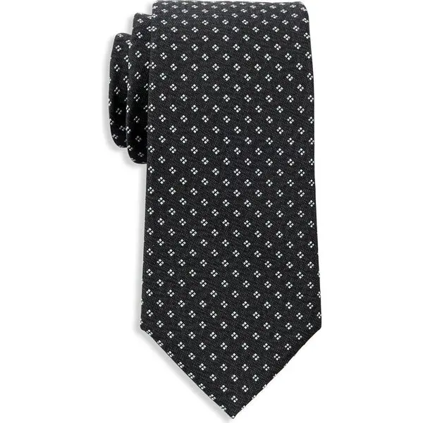 Michael Kors Big & Tall Alonso Neat Patterned Neck Tie - Black