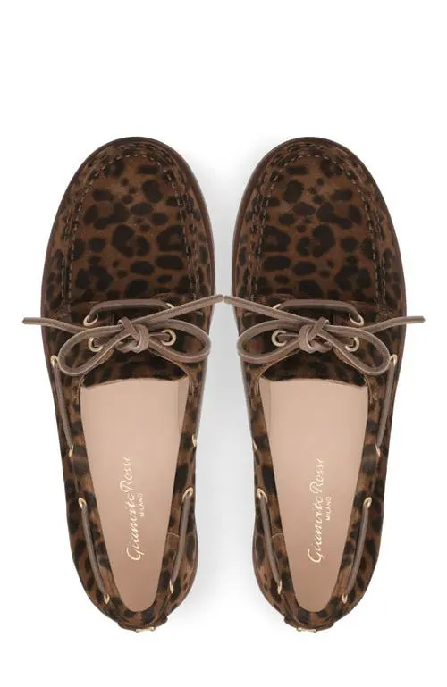 GIANVITO ROSSI Vandé Suede Boat Shoes - Leopard Print Suede