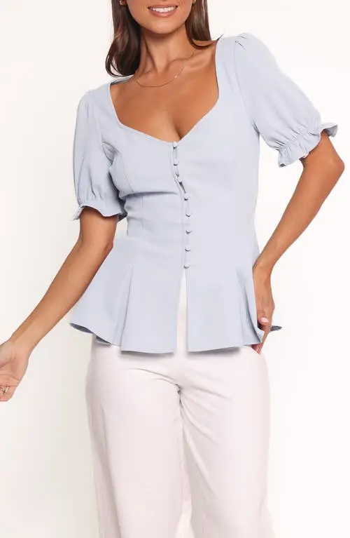 PETAL & PUP Kameran Peplum Top - Pale Blue
