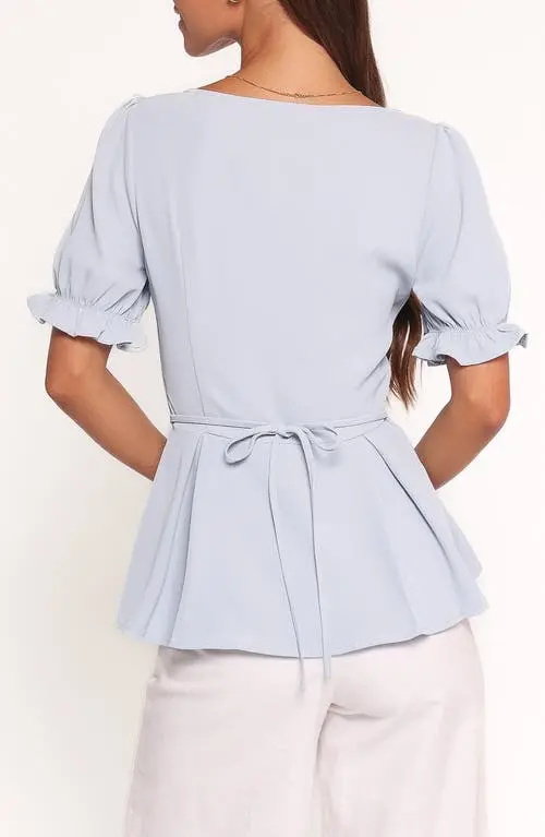 PETAL & PUP Kameran Peplum Top - Pale Blue