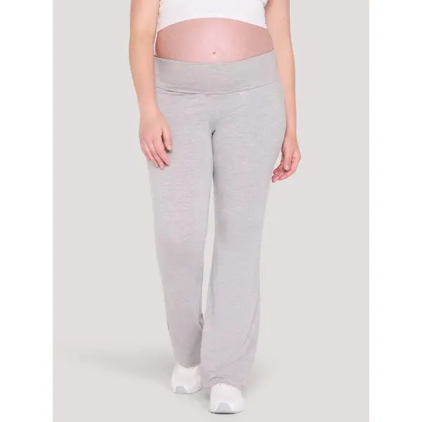 Motherhood Maternity Roll Over Waistband Flare Legging - Heather Grey
