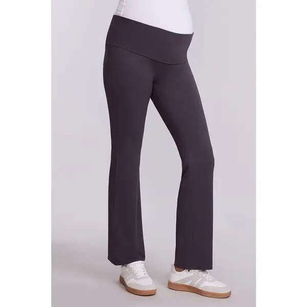 Motherhood Maternity Roll Over Waistband Flare Legging - Nine Iron