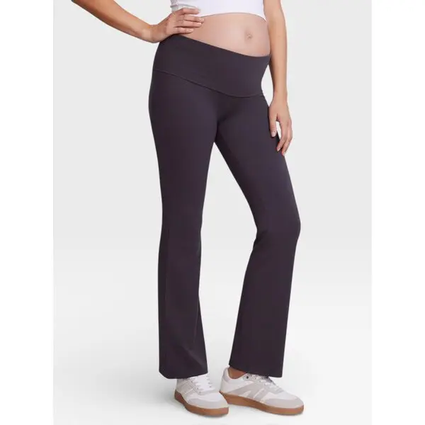 Motherhood Maternity Roll Over Waistband Flare Legging - Nine Iron