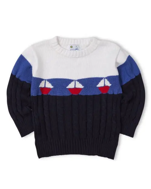 FLORENCE EISEMAN Sailboat Intarsia Knit Sweater