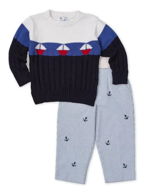 FLORENCE EISEMAN Sailboat Intarsia Knit Sweater