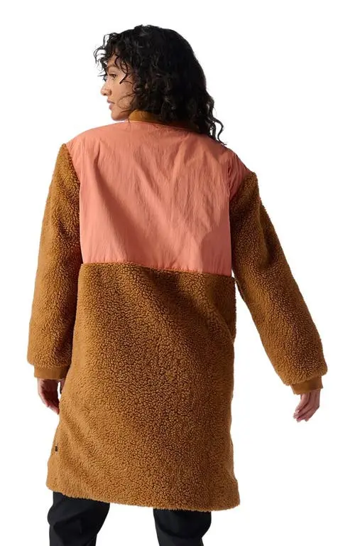 BACKCOUNTRY Mixed Fabric Fleece Long Coat - Orange