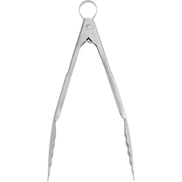 CUISIPRO 9.5 Inch Stainless Steel Locking Tongs - Silver