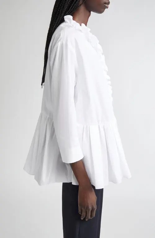 Max Mara Musa Flounce Detail Cotton Poplin Shirt