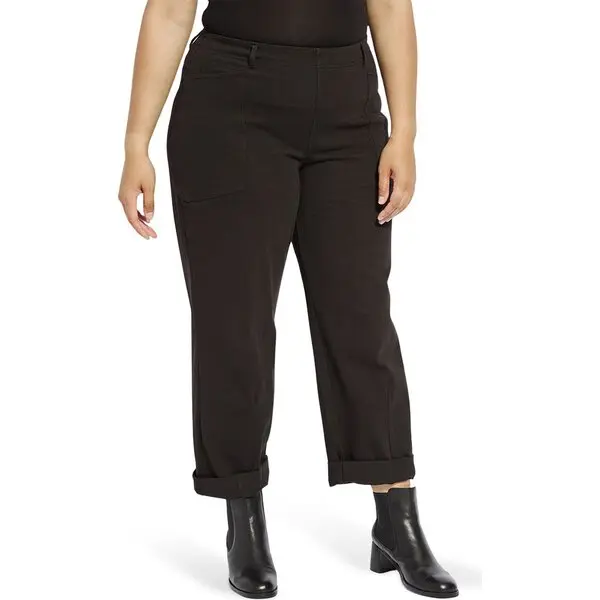 Lyssé Pull-on Knit Barrel Jeans - Black
