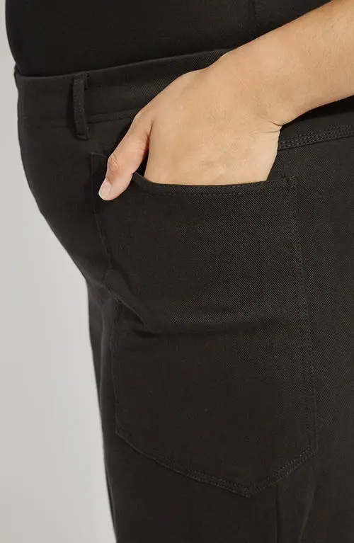 Lyssé Pull-on Knit Barrel Jeans - Black