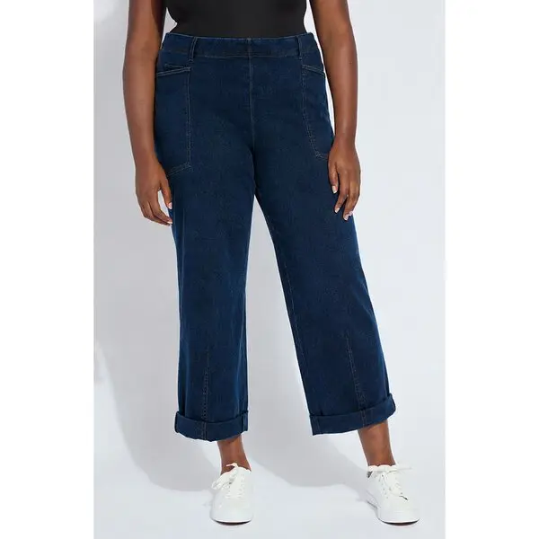 Lyssé Pull-on Knit Barrel Jeans - Indigo