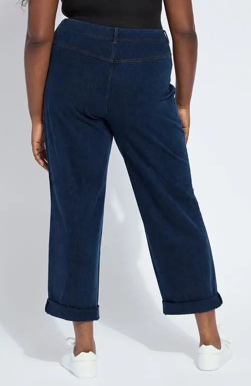 Lyssé Pull-on Knit Barrel Jeans - Indigo