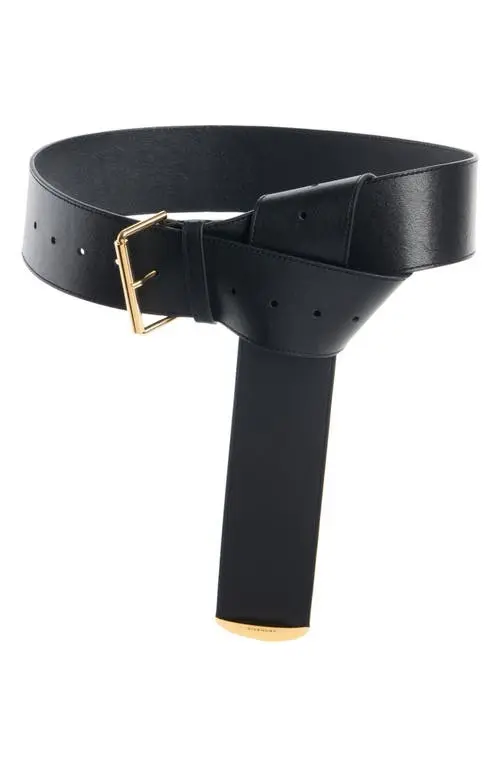 Givenchy Voyou Metal Tip Wide Leather Belt - Black