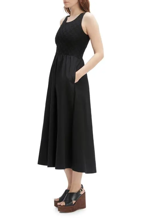 Bardot Bryony Lace & Poplin Midi Dress