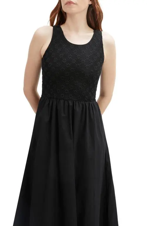 Bardot Bryony Lace & Poplin Midi Dress