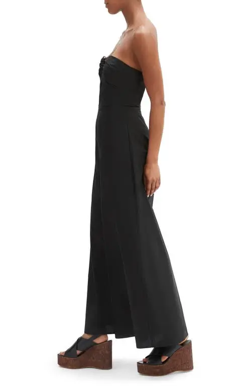 Bardot Lora Strapless Wide Leg Cotton Poplin Jumpsuit