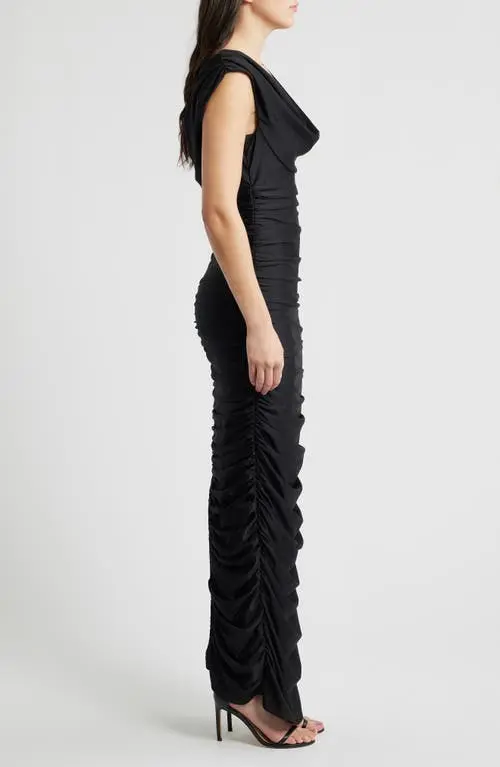 Black Halo Evangeline Ruched Gown - Black