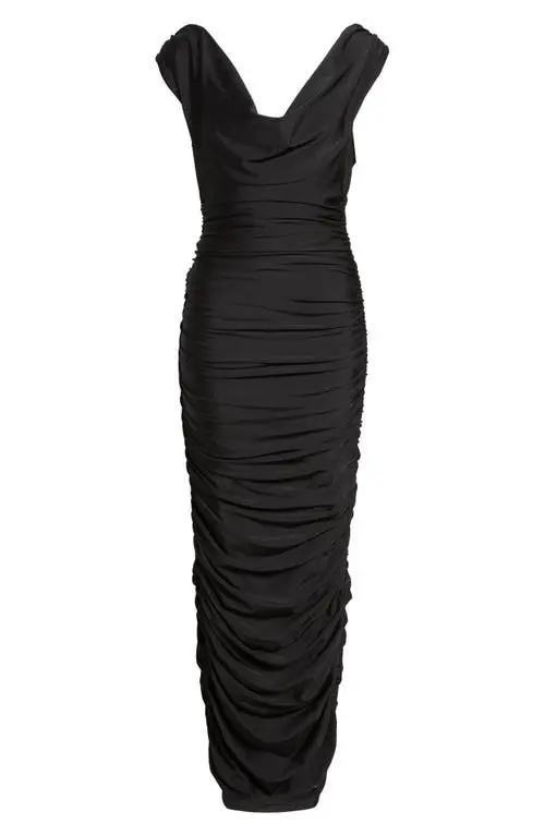 Black Halo Evangeline Ruched Gown - Black