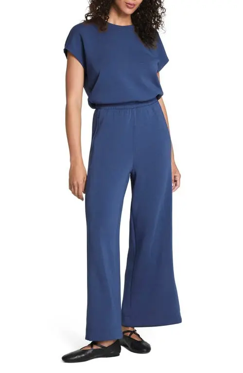 Spanx Airessentials® Cap-sleeve Upf 50+ Cinched Jumpsuit - Faded Indigo