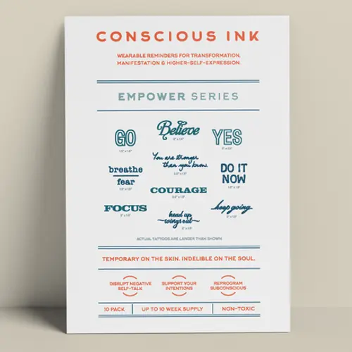 CONSCIOUS INK Empower Variety Temporary Tattoo 10-pack - White