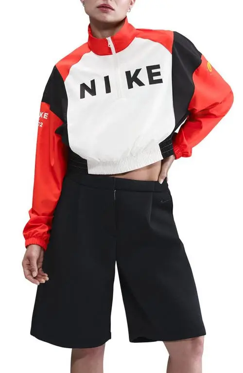 Nike Sportswear Woven Pullover Top - Sail/picante Red/black