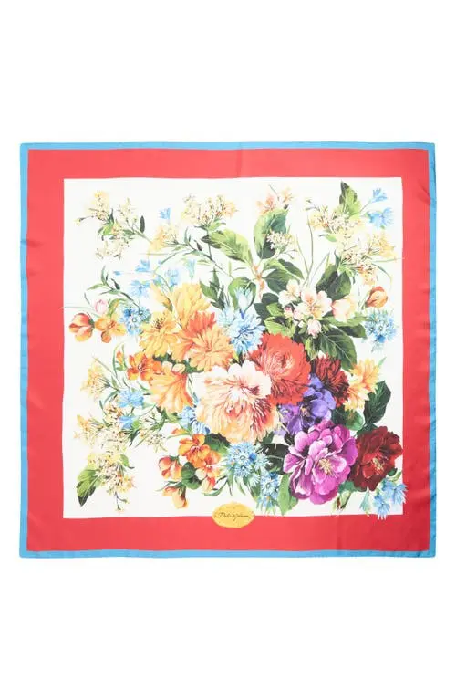 Dolce & Gabbana Floral Print Silk Twill Square Scarf - Hs5pc B.fiori Cret.b/rosso