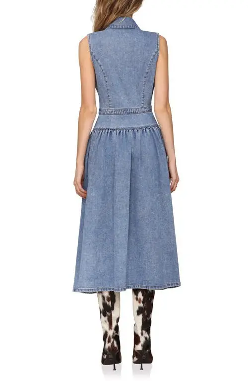 Avec Les Filles Sleeveless Denim Midi Shirt Dress