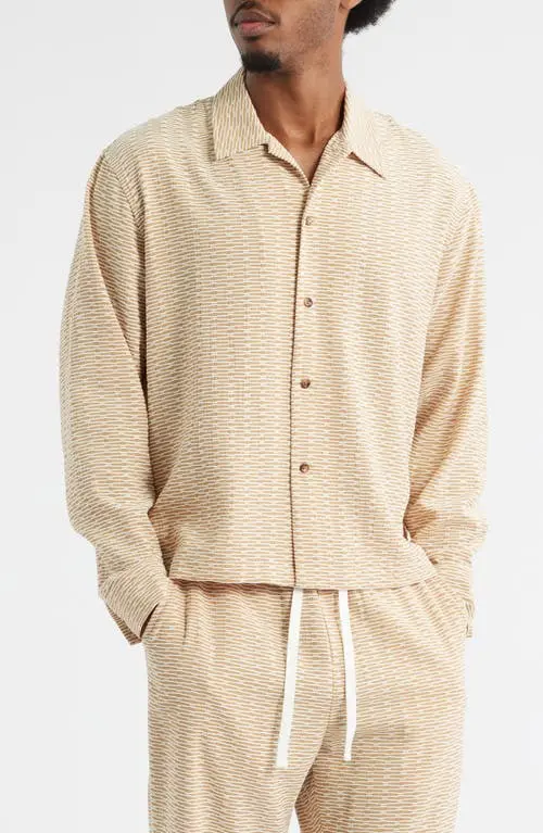 RIZORT Elijah Geo Pattern Chenille Button-up Shirt - Tan