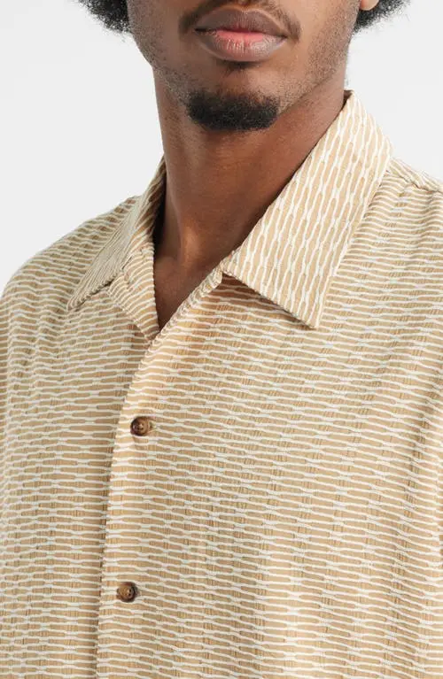 RIZORT Elijah Geo Pattern Chenille Button-up Shirt - Tan
