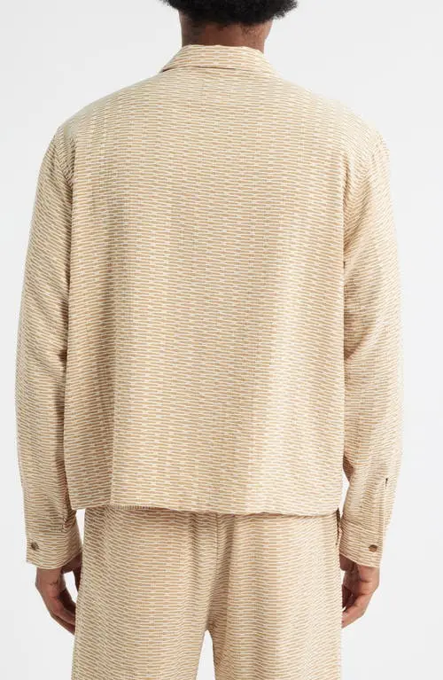 RIZORT Elijah Geo Pattern Chenille Button-up Shirt - Tan