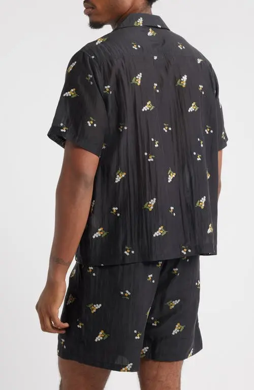 RIZORT Madison Floral Cotton & Lyocell Plissé Camp Shirt